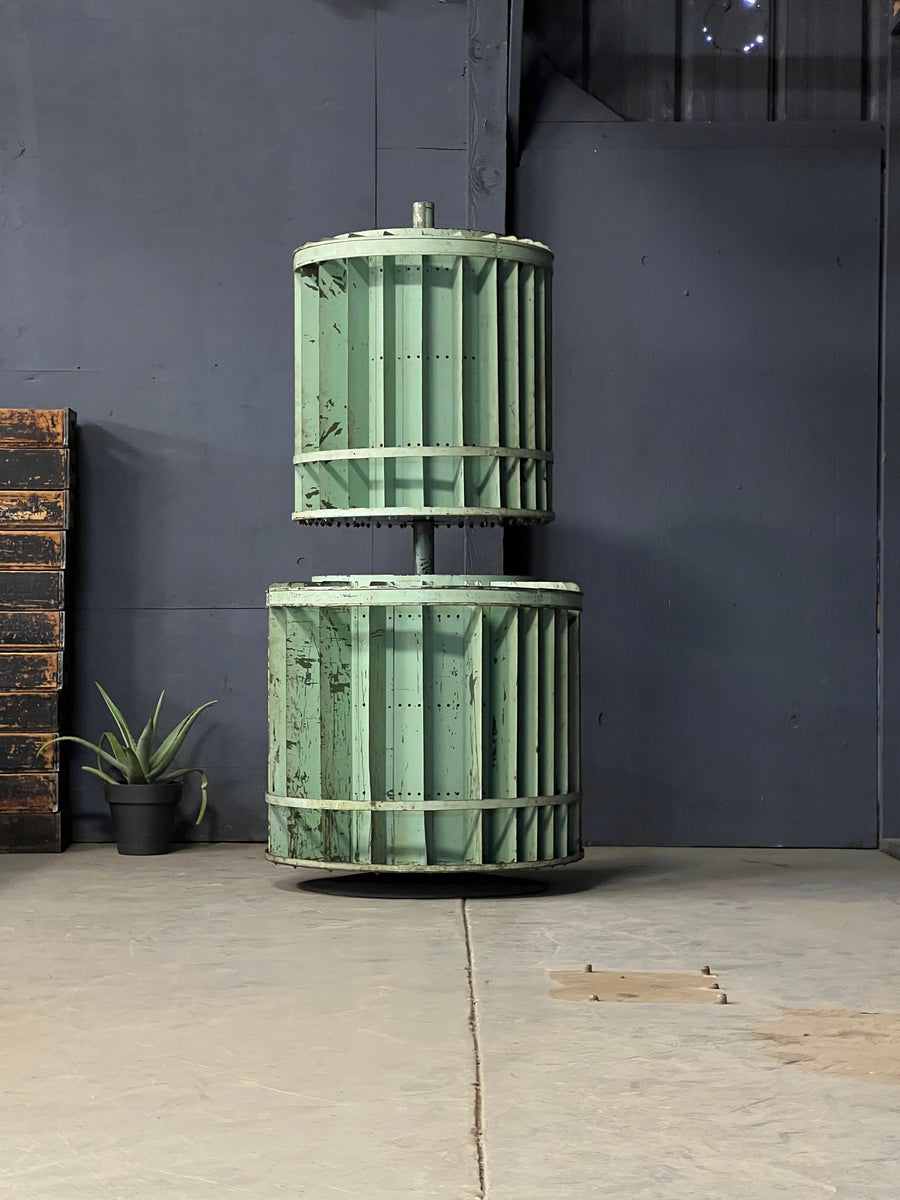 Large Vintage Rotating Parts Bin, Revolving Display, Large Green Metal ...