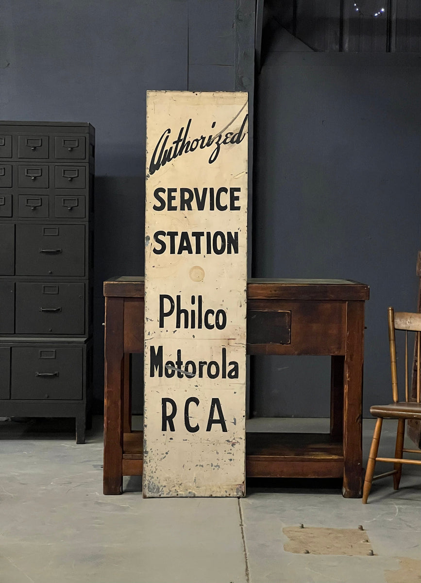 Vintage Service Station Sign, Philco Motorola RCA Sign, Hand Painted T ...